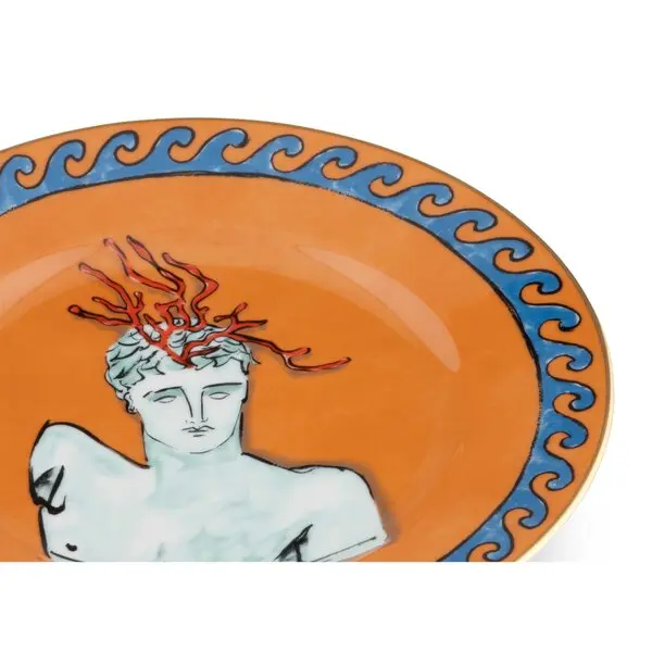 Ginori 1735 Grecian Flat Dessert Plate - Dk Orange | Editorialist